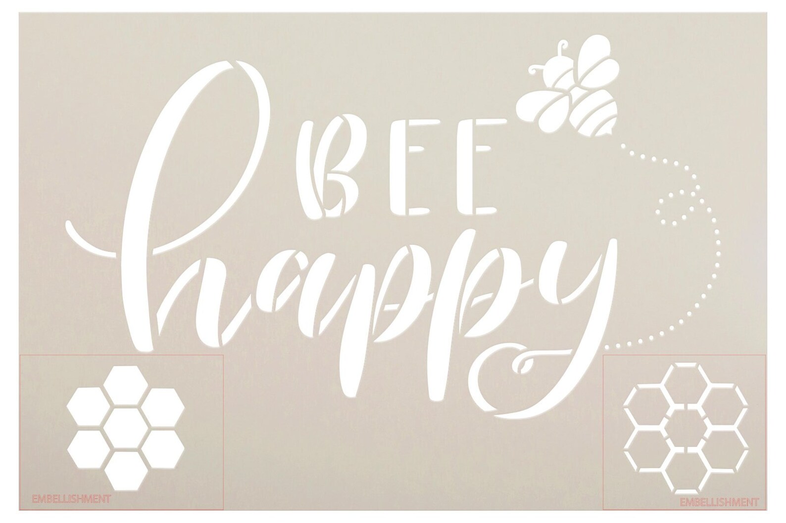 Bee Happy Script Stencil by Studior12 Craft DIY Spring Home - Etsy