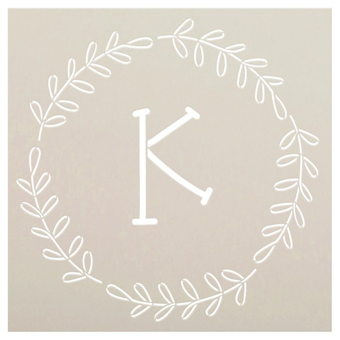 Simple Monogram Stencil With Wreath by Studior12 Letter - Etsy