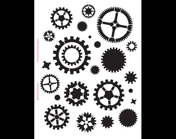 Simple Gears Stencil 8 1/2 X 11 STCL368 by | Etsy