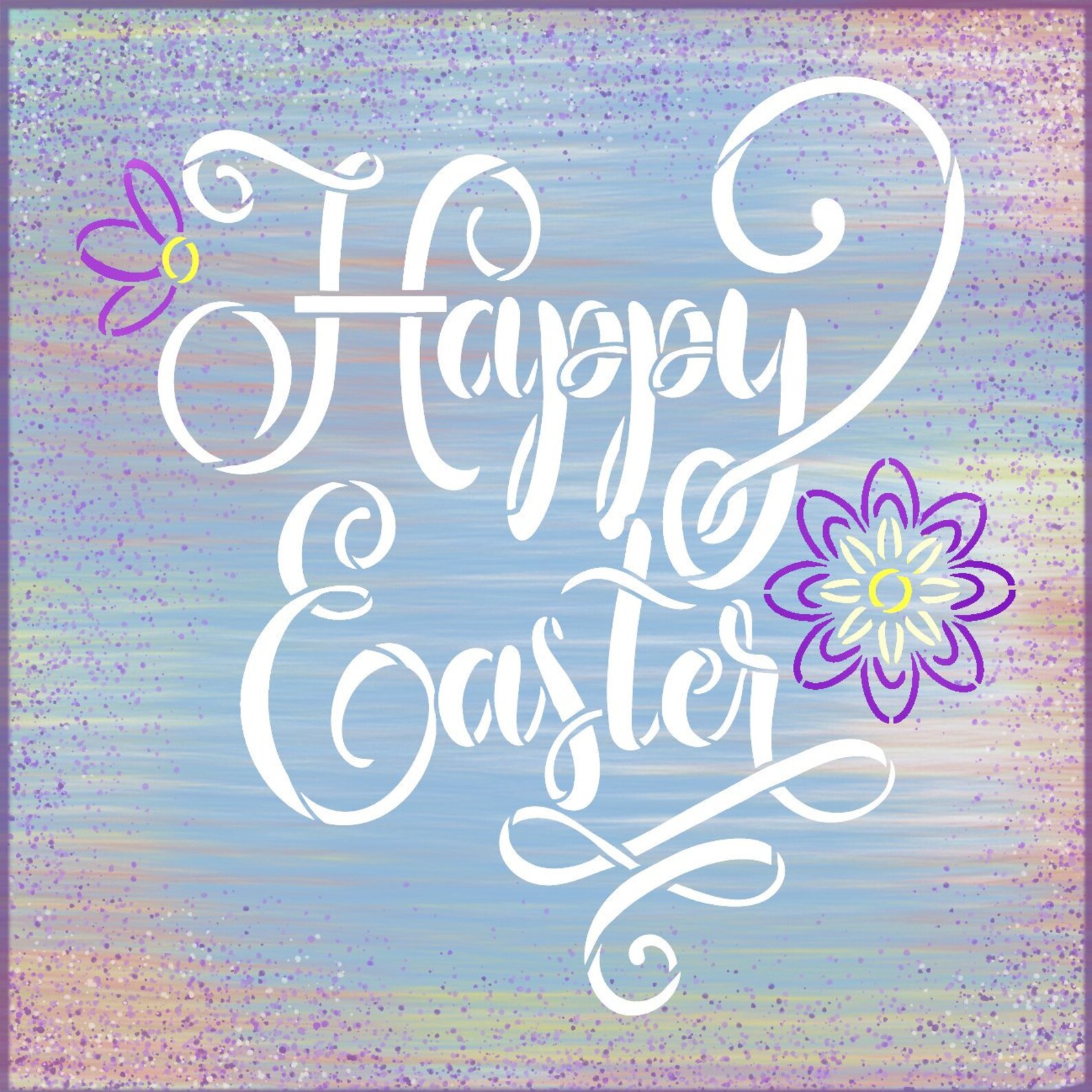 Happy Easter Script Stencil With Flower by Studior12 DIY - Etsy