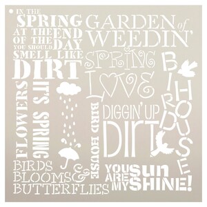 Spring Love Stencil by Studior12 Fun Background Word Art | Etsy