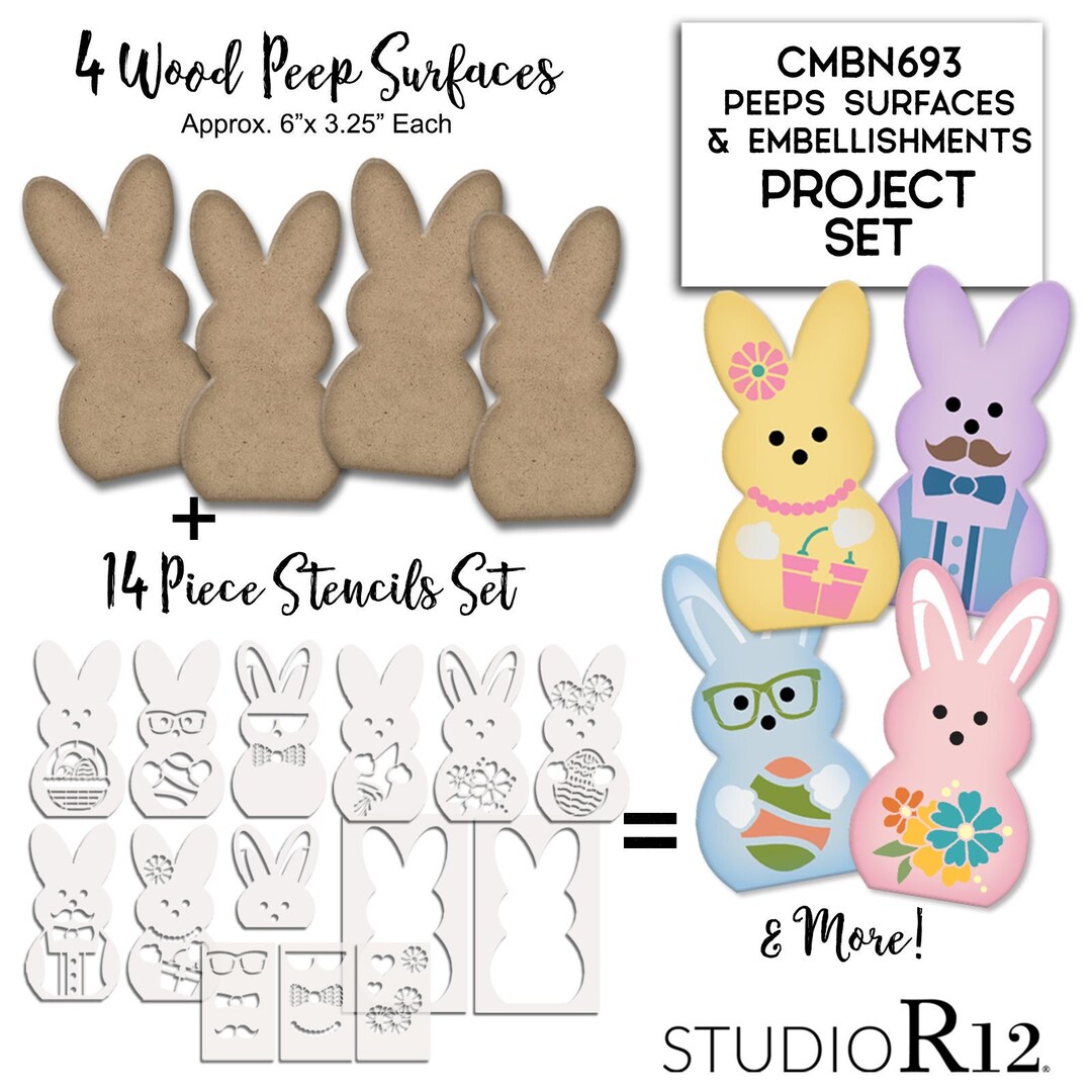 Embellished Peeps Project Set by Studior12 Stencil & Surface Set DIY ...