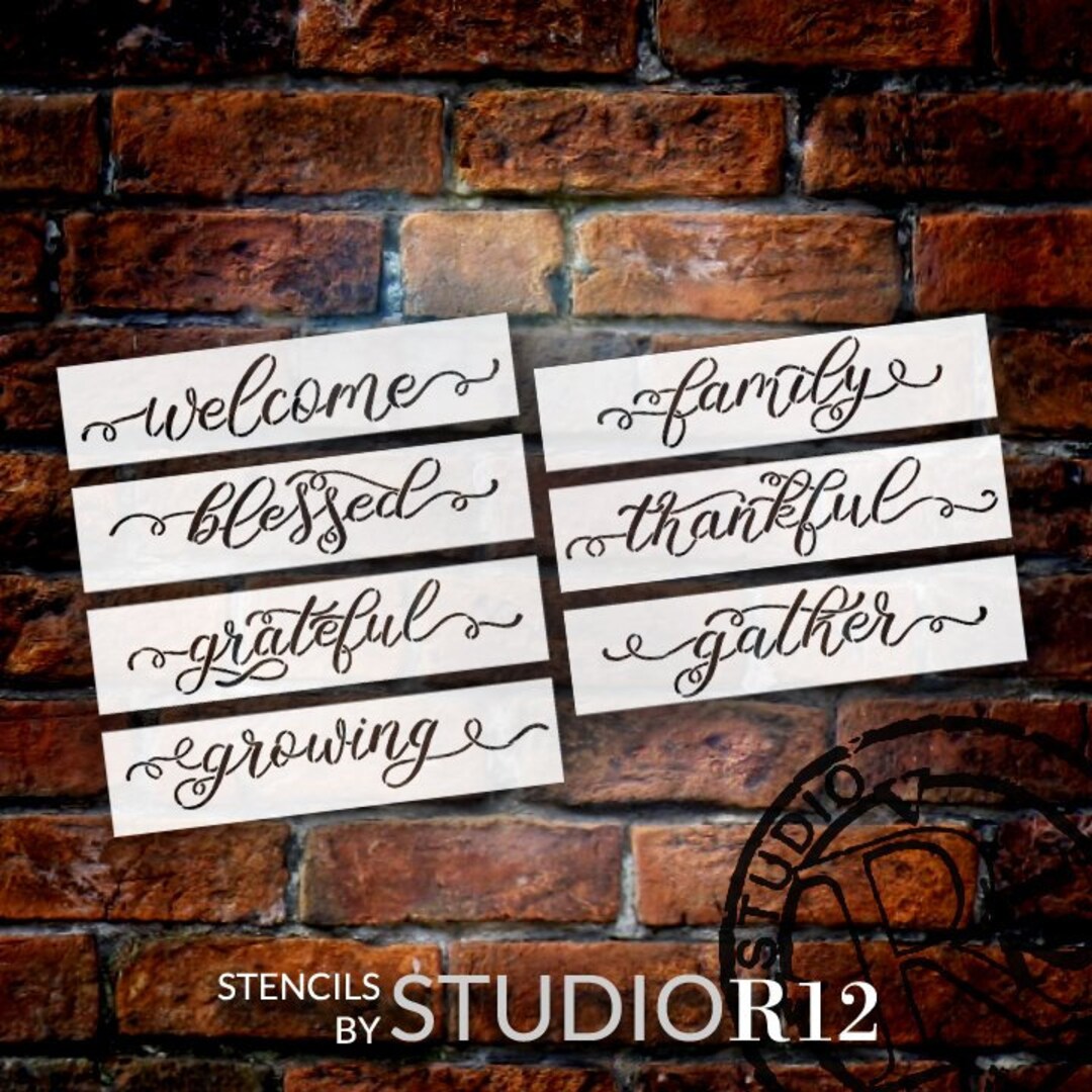 Farmhouse Cursive Script Word Stencil Set by Studior12 DIY Family Home ...