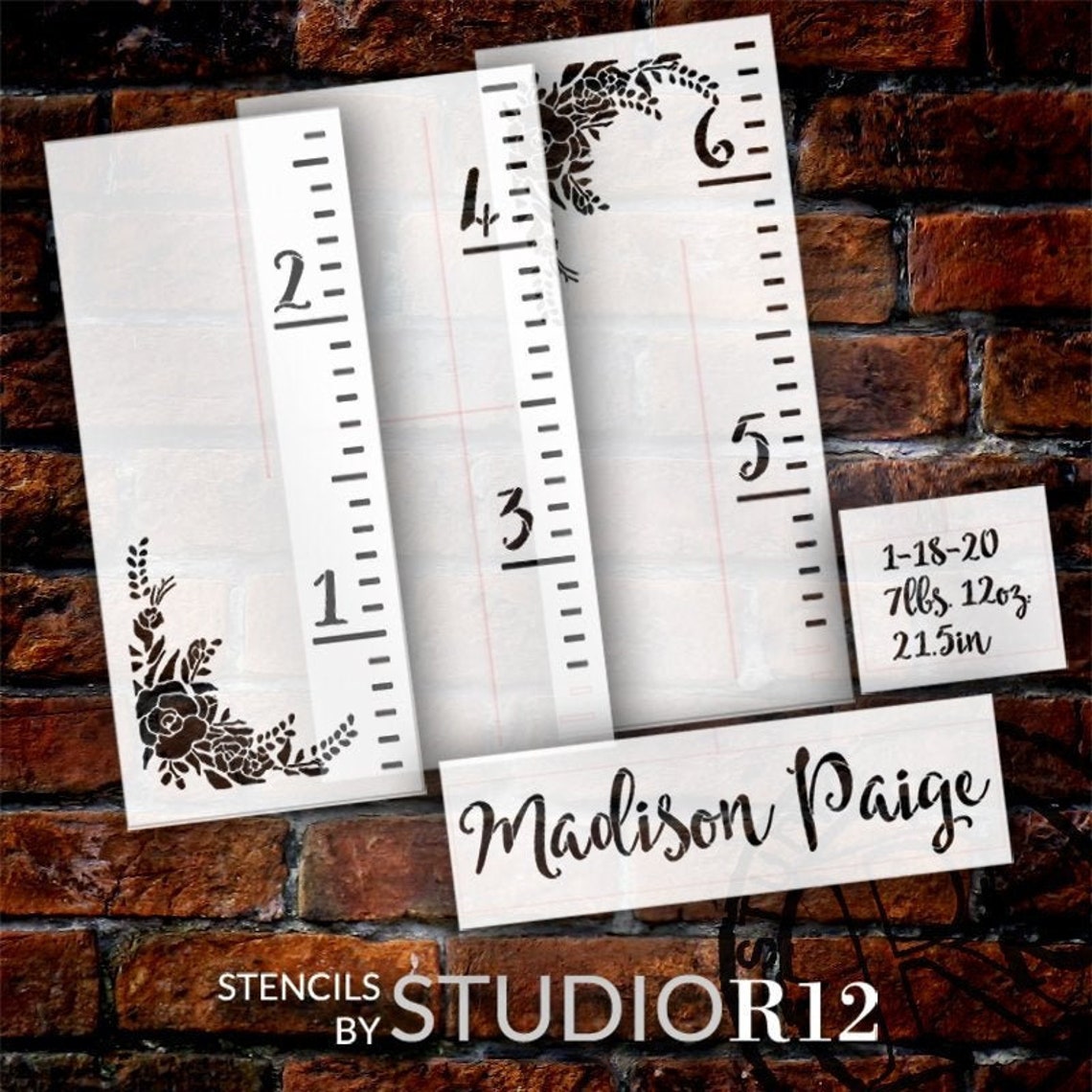 Personalized Name Growth Chart 3-Part Stencil with Boho | Etsy