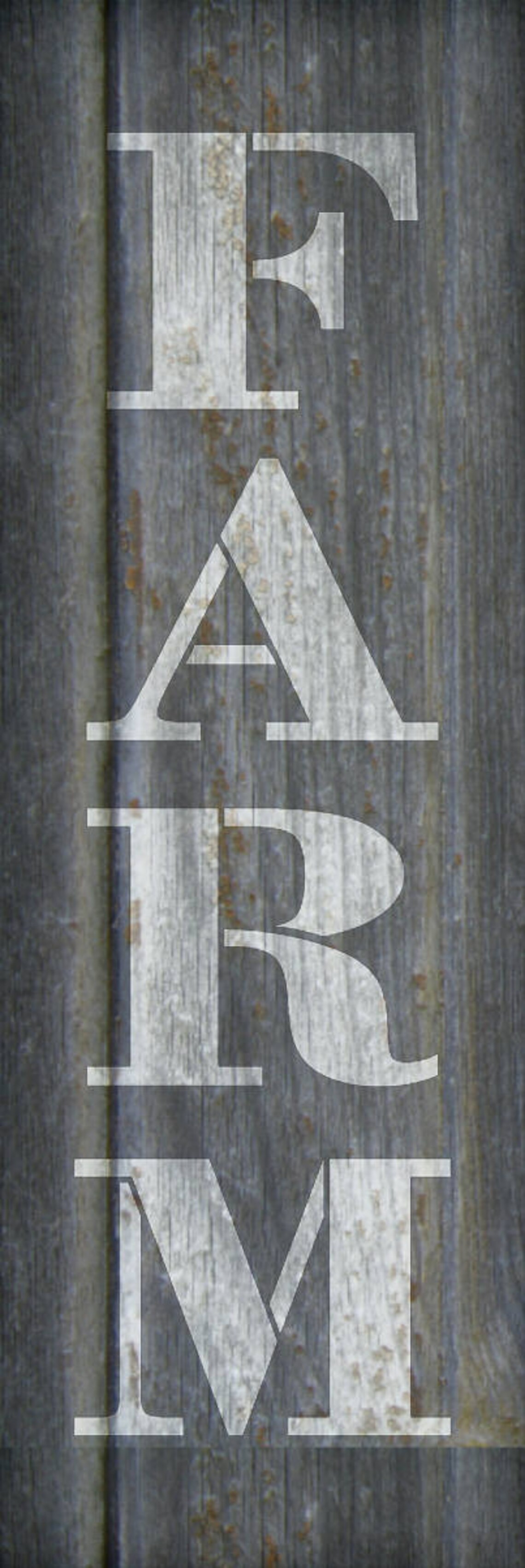 Farm Farmhouse Serif Vertical Word Stencil Select Size - Etsy