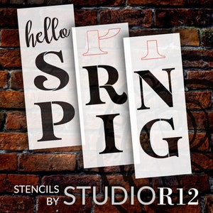 Hello Spring Stencil by Studior12 DIY Outdoor Wood Leaner Home Decor ...