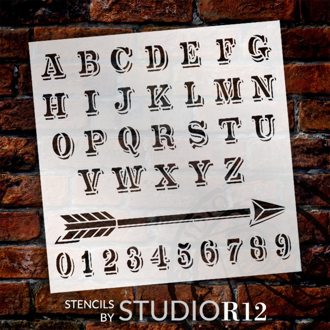 Western Headline Full Alphabet Stencil by Studior12 Old West Lettering ...
