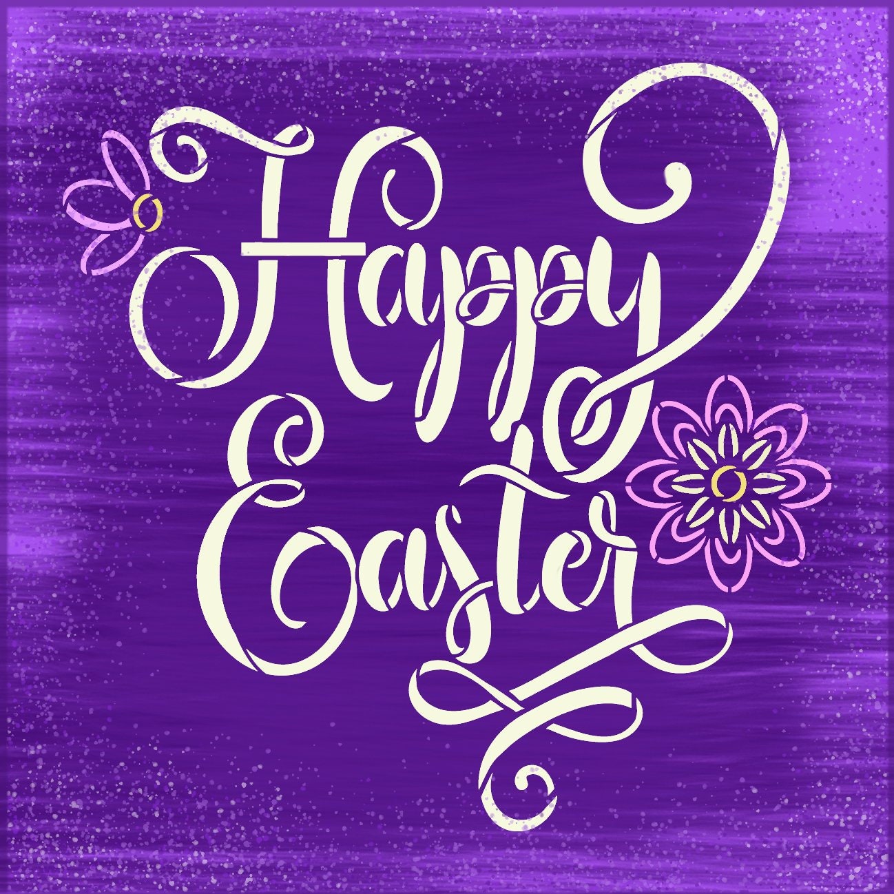Happy Easter Script Stencil With Flower by Studior12 DIY - Etsy