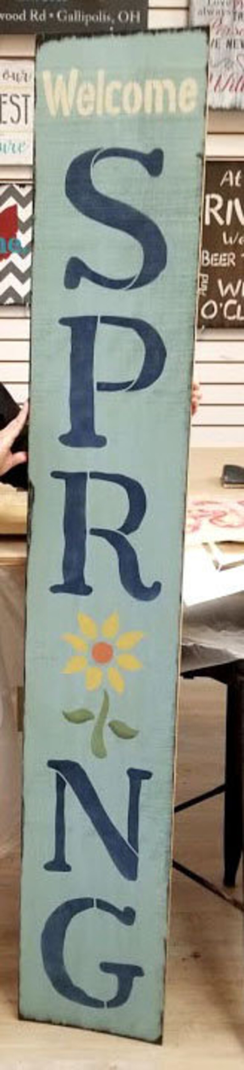 Welcome Spring Stencil With Flower by Studior12 Reusable - Etsy