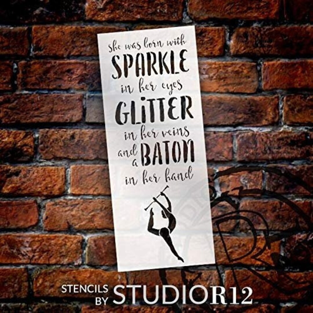 Sparkle Glitter Baton Gymnast Stencil by Studior12 - Etsy