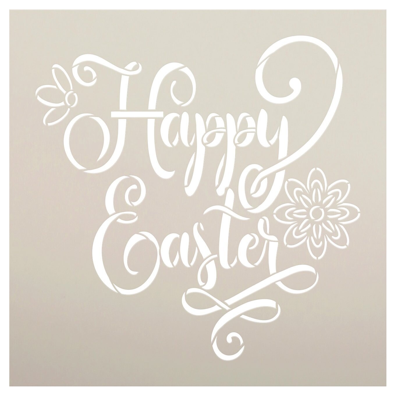 Happy Easter Script Stencil With Flower by Studior12 DIY - Etsy