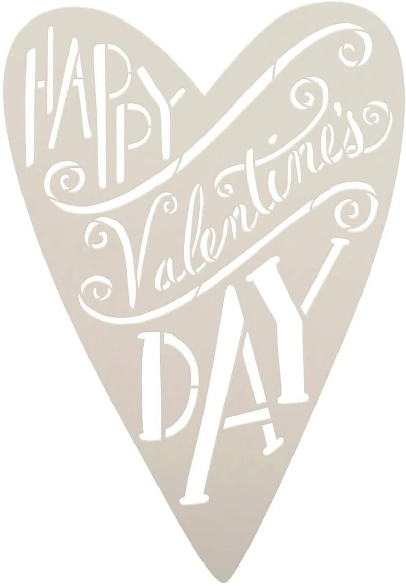 Happy Valentine's Day Heart Shape Stencil by Studior12 | Etsy