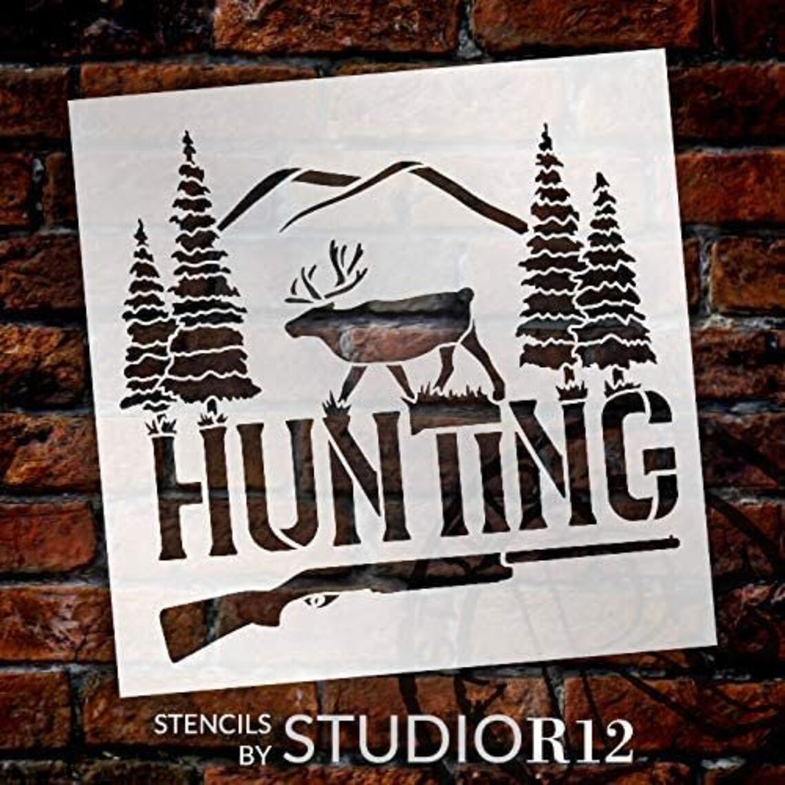 Hunting Stencil by Studior12 DIY Deer Pine Tree Home Decor | Etsy
