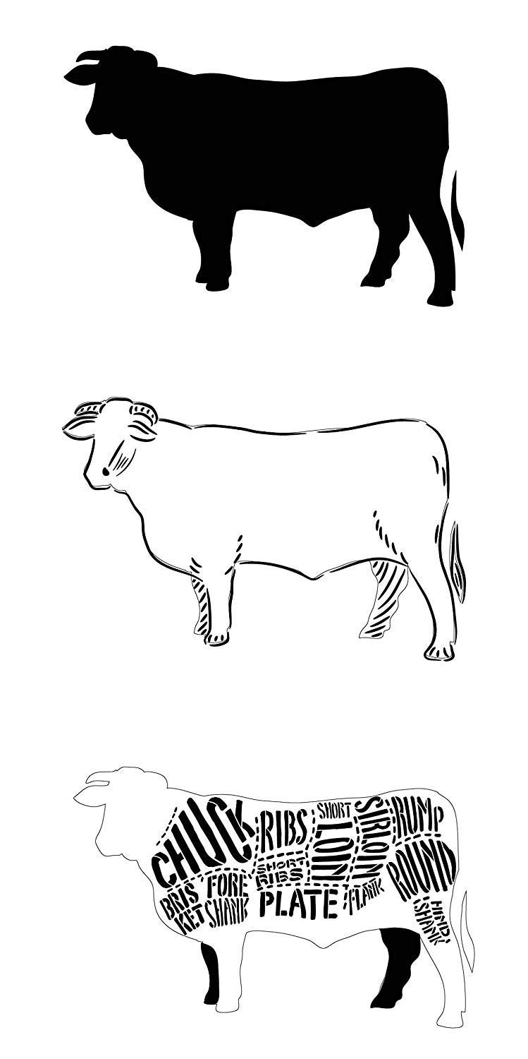 Cuts of Beef Stencil 3 Part by Studior12 Reusable Mylar | Etsy