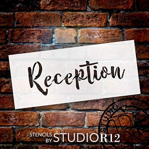 Wedding Sign Word Reception Rustic Script Stencil by | Etsy