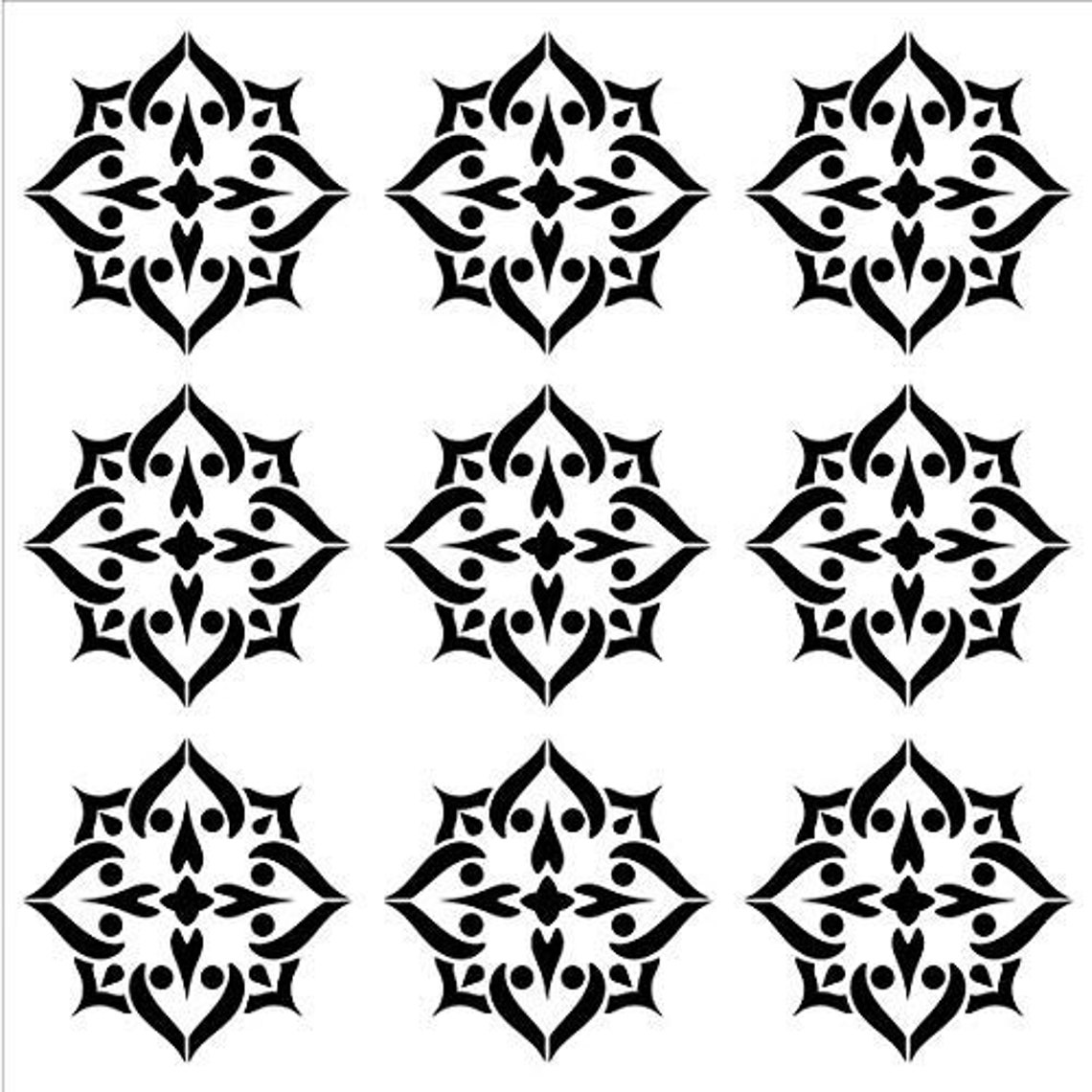 Mandala Spades 9 Tile Pattern Stencil by Studior12 - Etsy