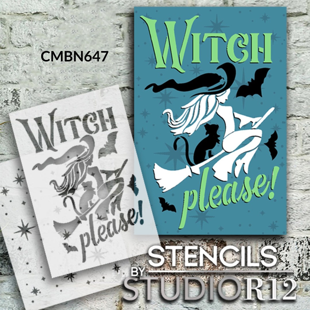 Witch Please With Twinkle Stars Stencil Set by Studior12 - Etsy