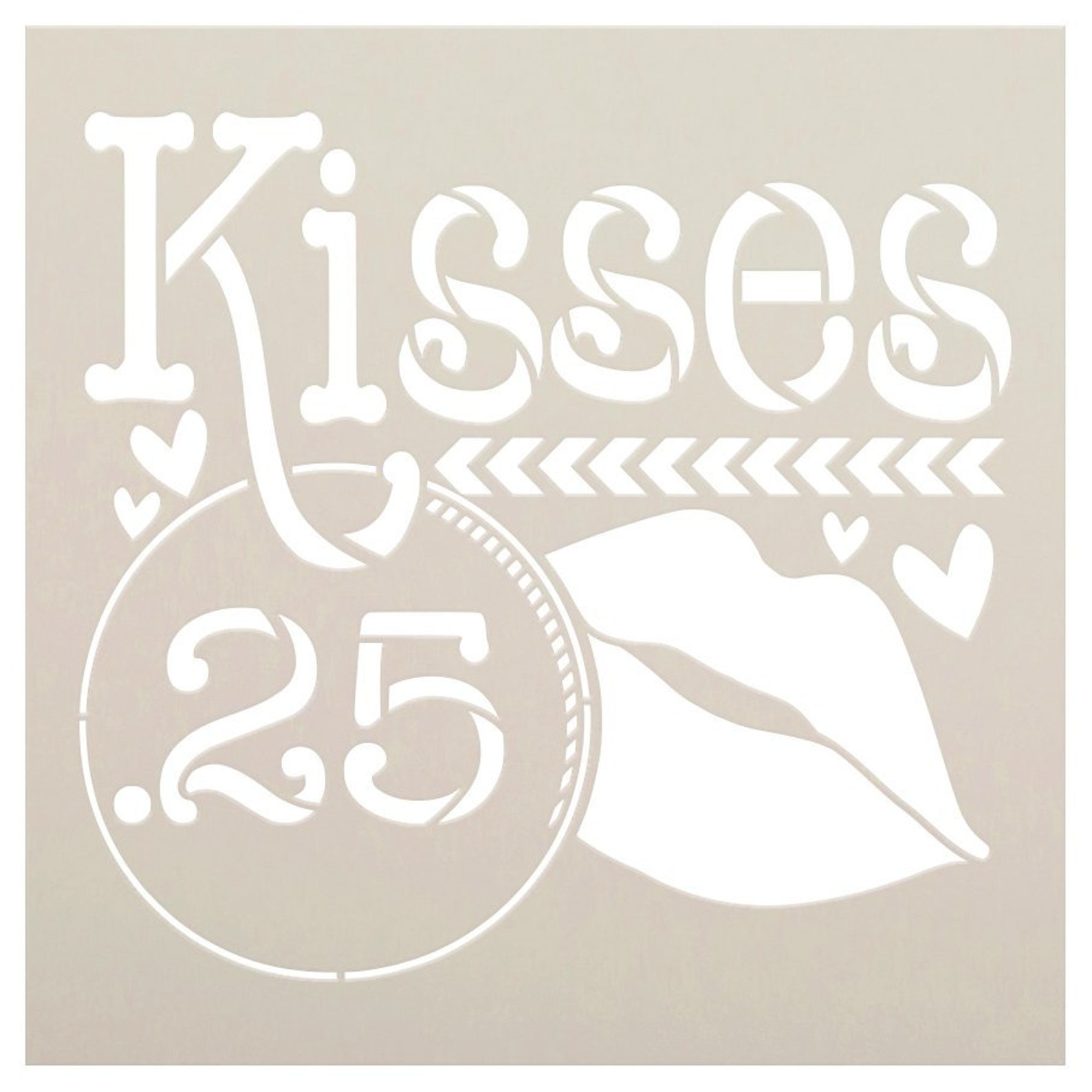 Kisses 25 Cents Stencil With Lips by Studior12 DIY Simple - Etsy