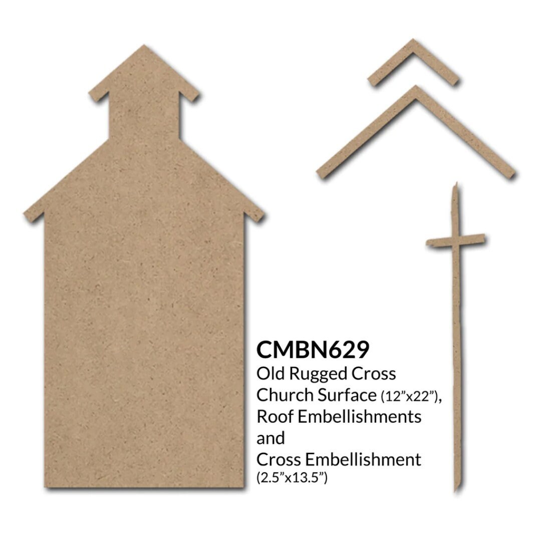Church MDF Surface With Roof & Cross Embellishment Cutouts by Studior12 ...