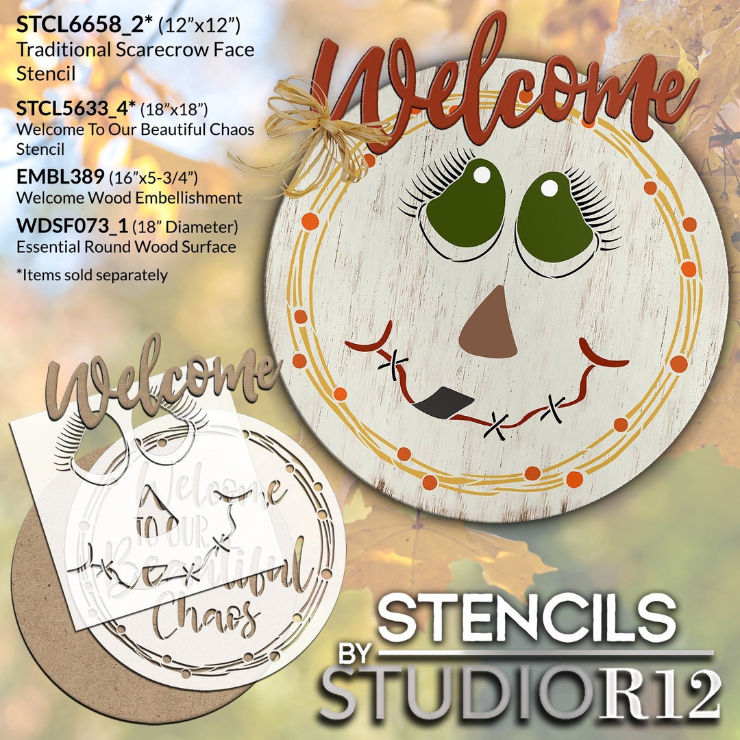 Traditional Vintage Scarecrow Face Stencil by Studior12 Select Size USA ...