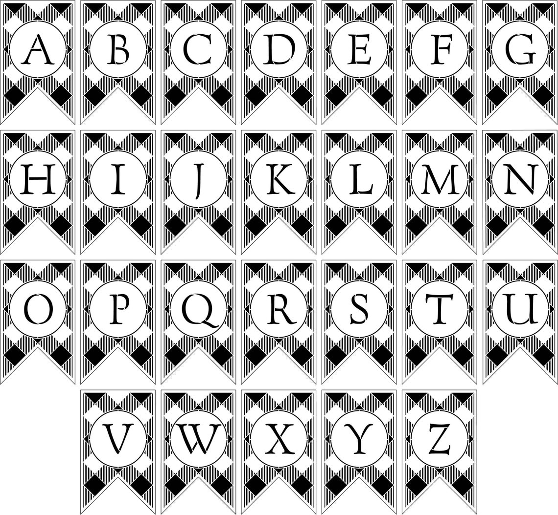 Buffalo Plaid Bunting Stencil by Studior12 Single Letter or - Etsy
