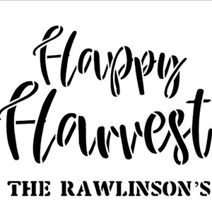 Personalized Happy Harvest Stencil With Wheat Custom Cursive - Etsy