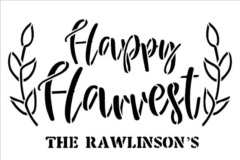 Personalized Happy Harvest Stencil With Wheat Custom Cursive - Etsy