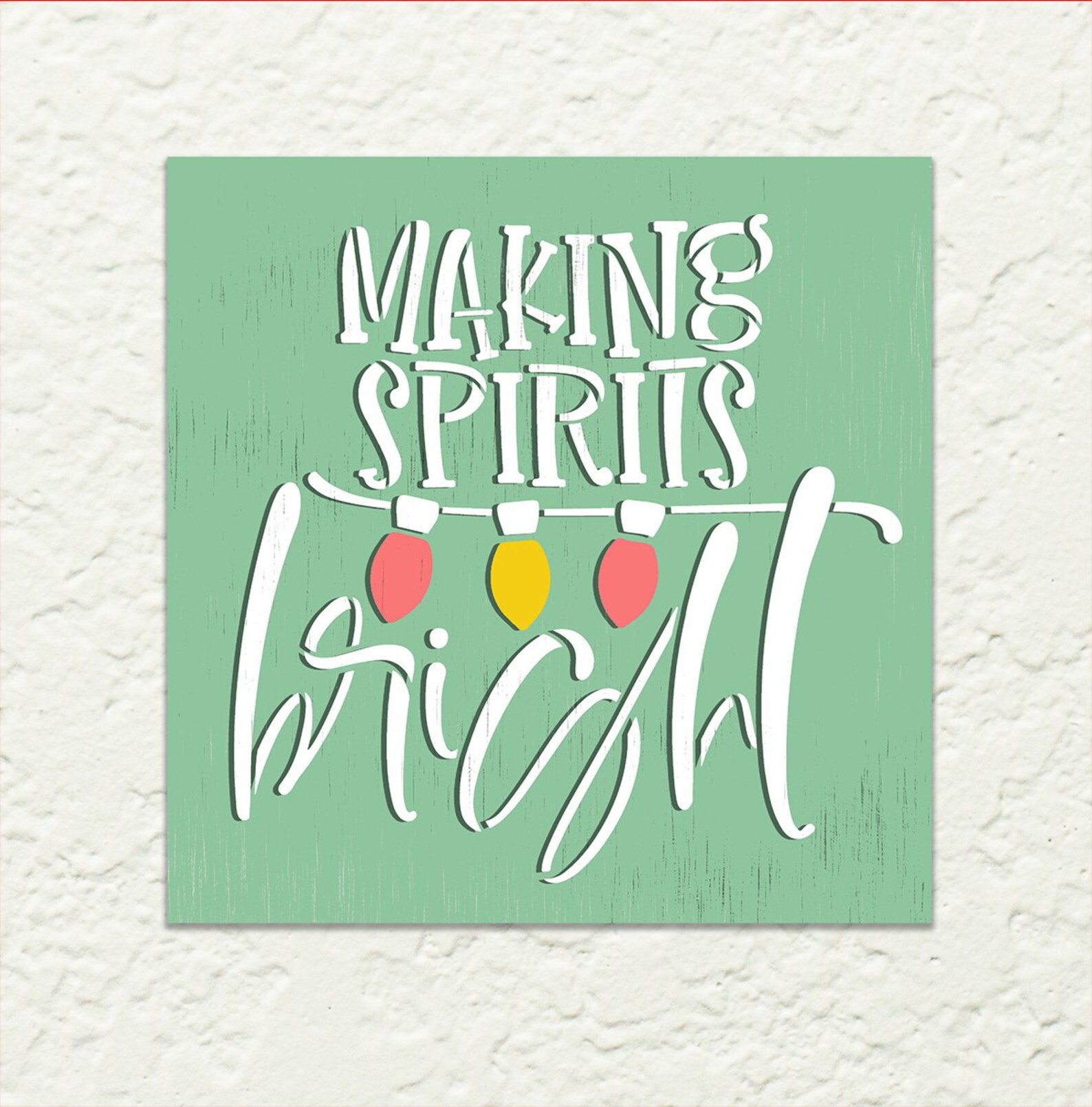 Making Spirits Bright Stencil With Christmas Lights by - Etsy