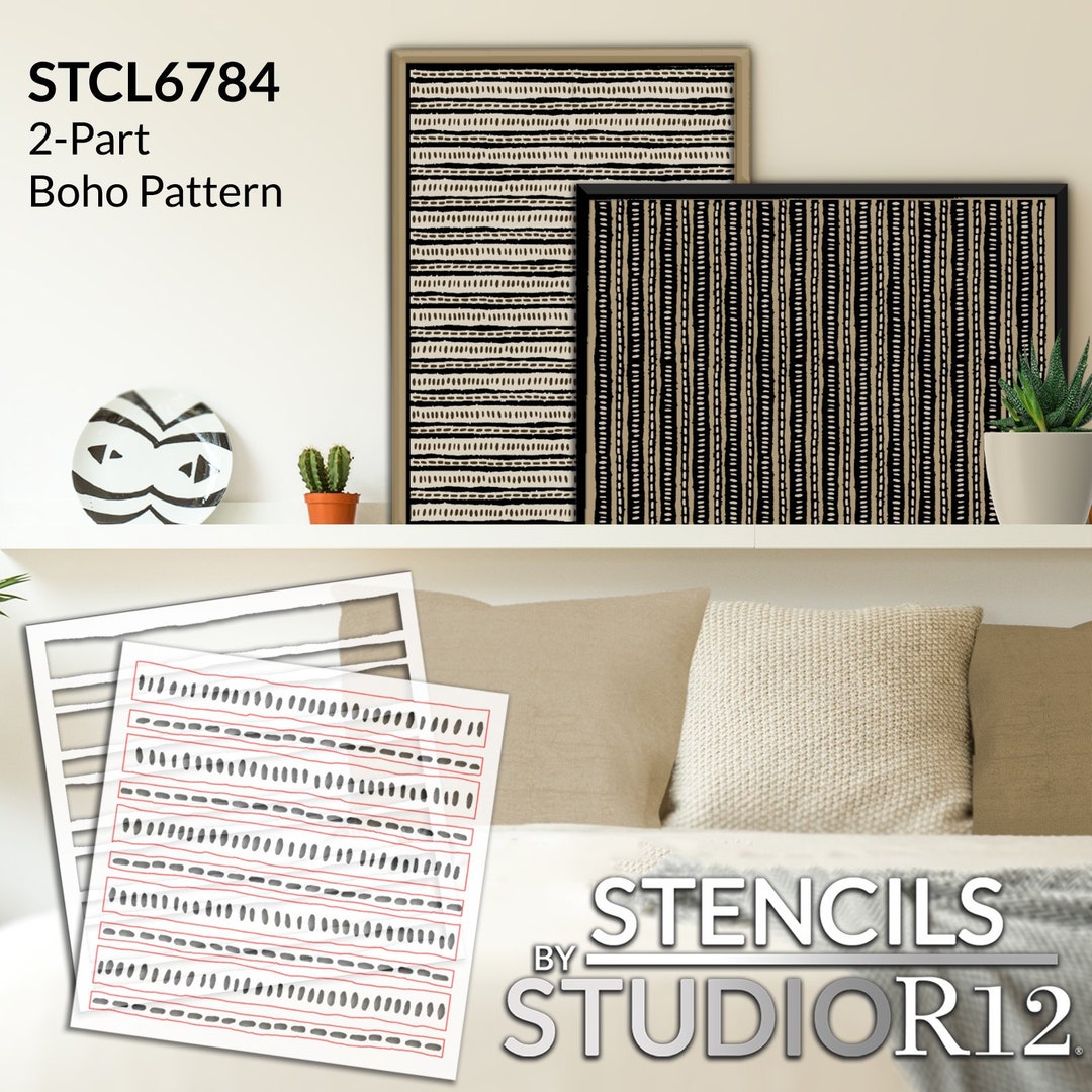 Brushstroke Stripe Pattern Stencil by Studior12 Select Size USA Made ...
