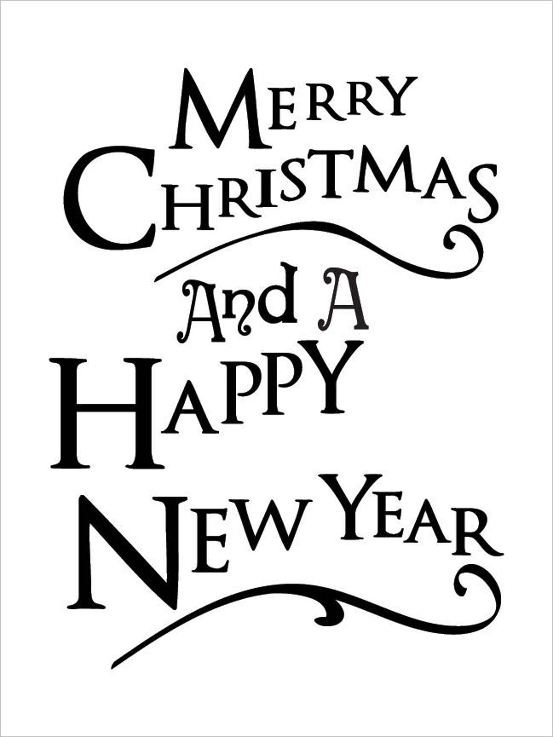 Merry Christmas and Happy New Year Festive Word Art | Etsy