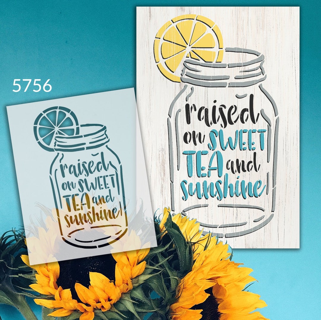 Raised on Sweet Tea & Sunshine Stencil by Studior12 DIY - Etsy