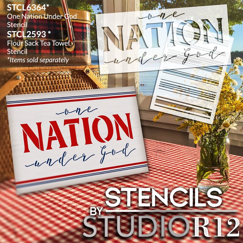 One Nation Under God Stencil by Studior12 Craft DIY - Etsy
