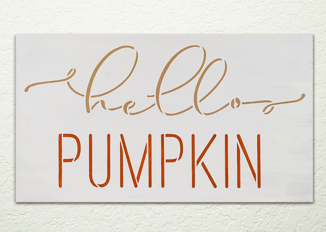 Hello Pumpkin Cursive Stencil by Studior12 DIY Autumn Fall - Etsy