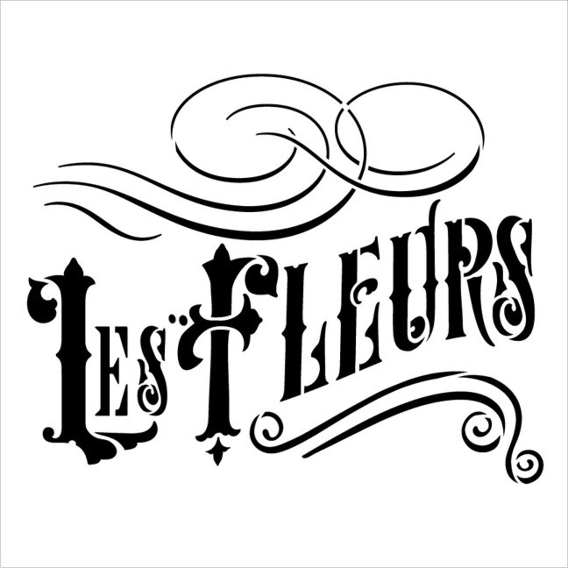 Les Fleurs Palabra francesa con stencil de remolinos por - Etsy España