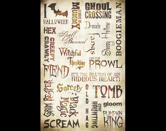 Haunted Words Collage Paper Antique Caramel 10 1/2 x | Etsy