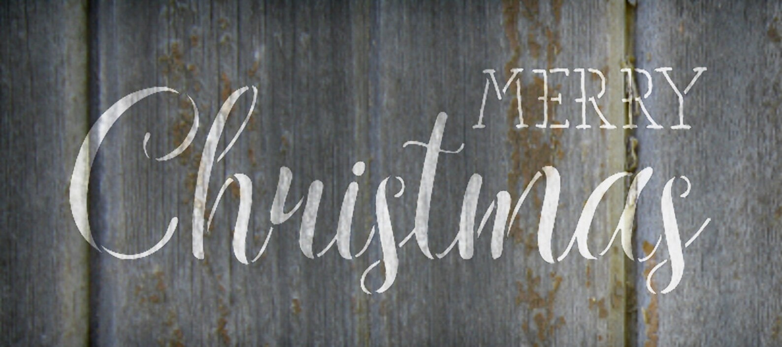 Merry Christmas Trendy Rustic Script Word Art Stencil | Etsy
