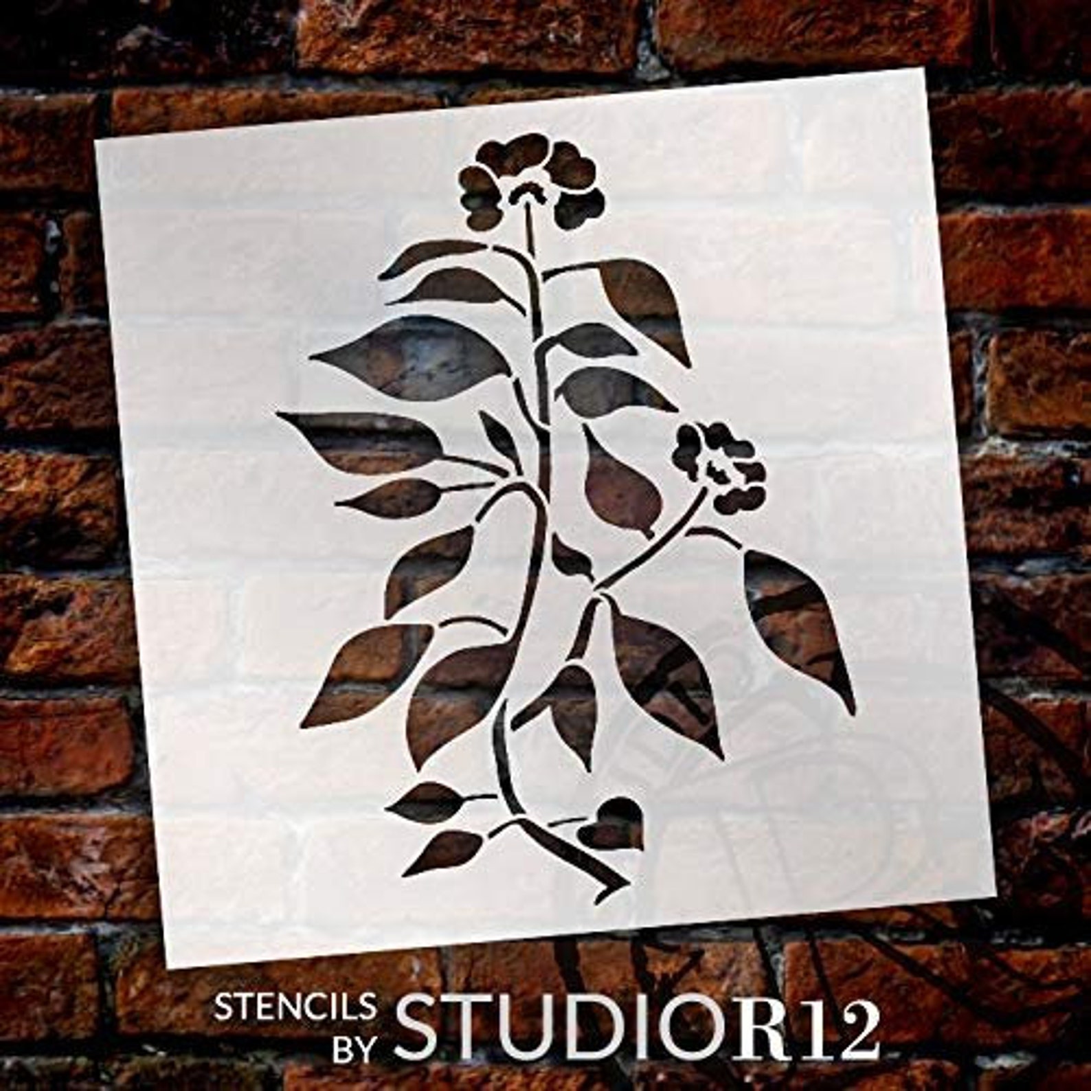 Flower Sprig With Leaves Stencil by Studior12 DIY Plant Outdoor Home ...