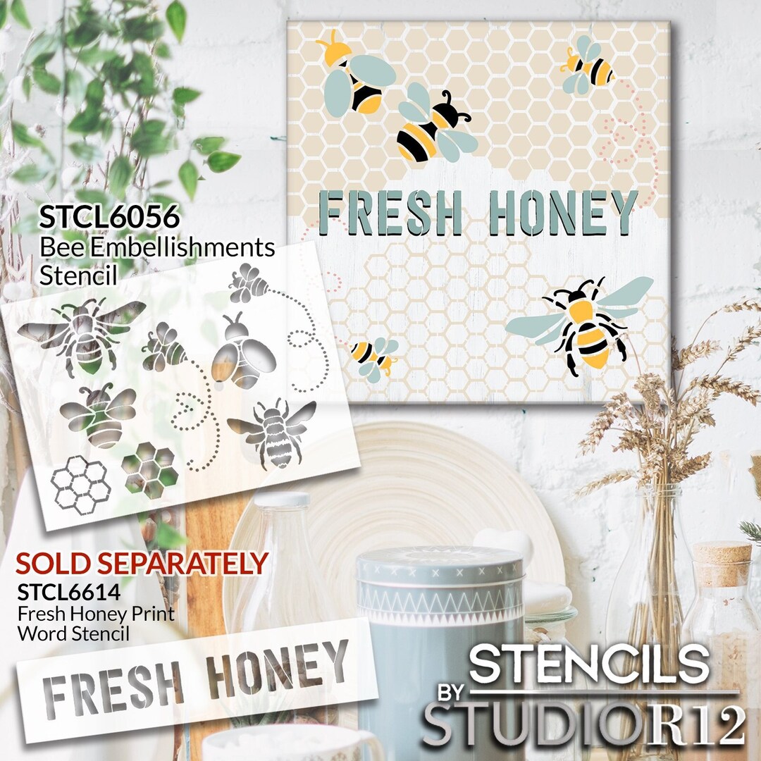 Bee Embellishments Stencil by Studior12 Craft DIY Spring Home Decor ...