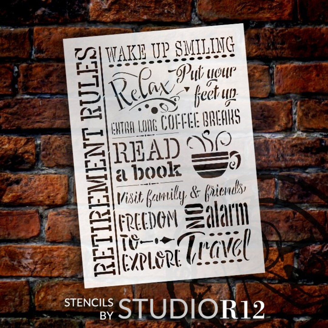 Retirement Rules Stencil by Studior12 Relax Read Book Travel DIY Home ...