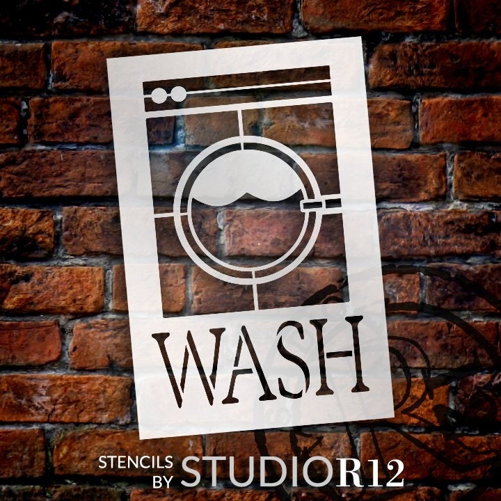 Wash Laundry Room Stencil by StudioR12 DIY Cleaning Chore | Etsy