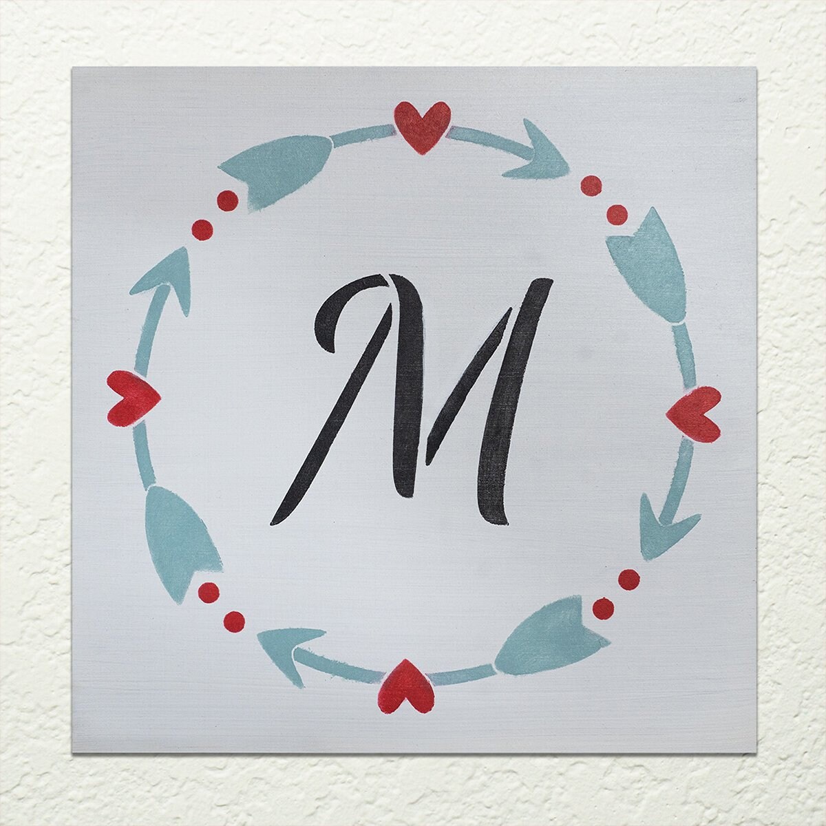 Heart & Arrow Wreath Monogram Stencil by StudioR12 DIY | Etsy