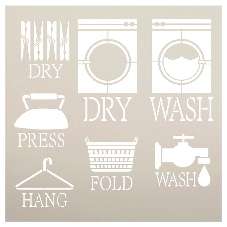Laundry Room Symbols Stencil by Studior12 DIY Washer Dryer - Etsy
