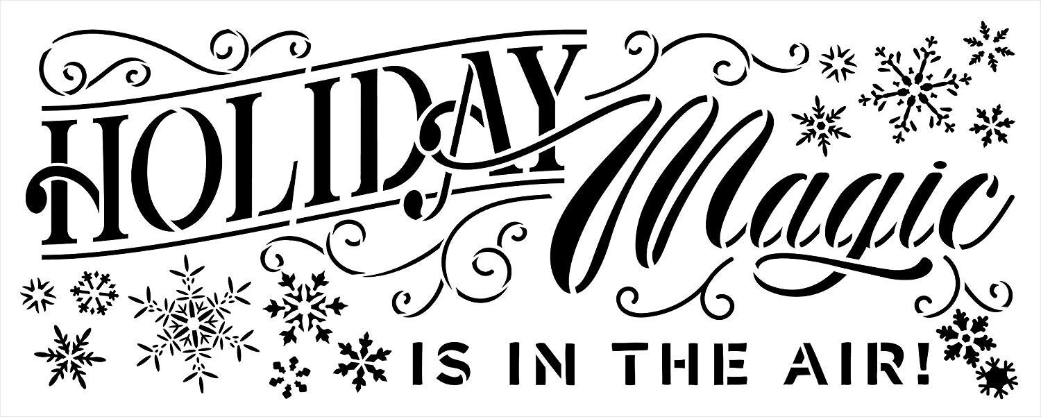 Holiday Magic in the Air Stencil Cursive Snowflake Word Art - Etsy