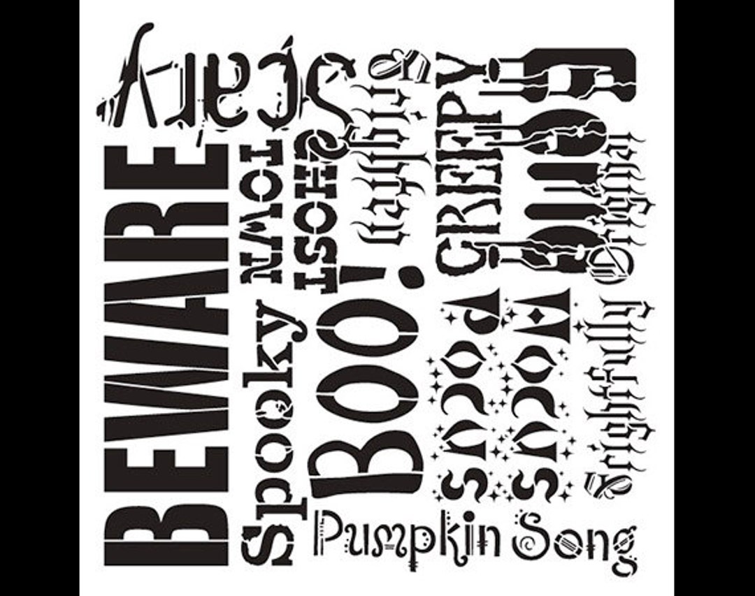 Spooky Halloween Background Word Stencil Select Size SKU:STCL694 - Etsy