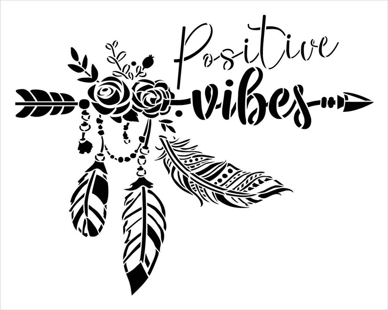 Positive Vibes Stencil by Studior12 DIY Boho Chic Home Decor | Etsy
