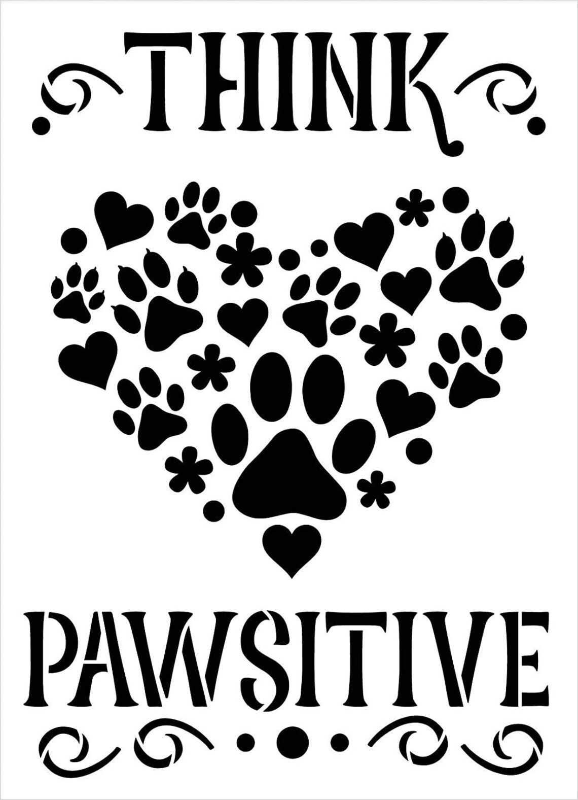 Think Pawsitive Stencil by Studior12 DIY Pet Lover Dog Home - Etsy