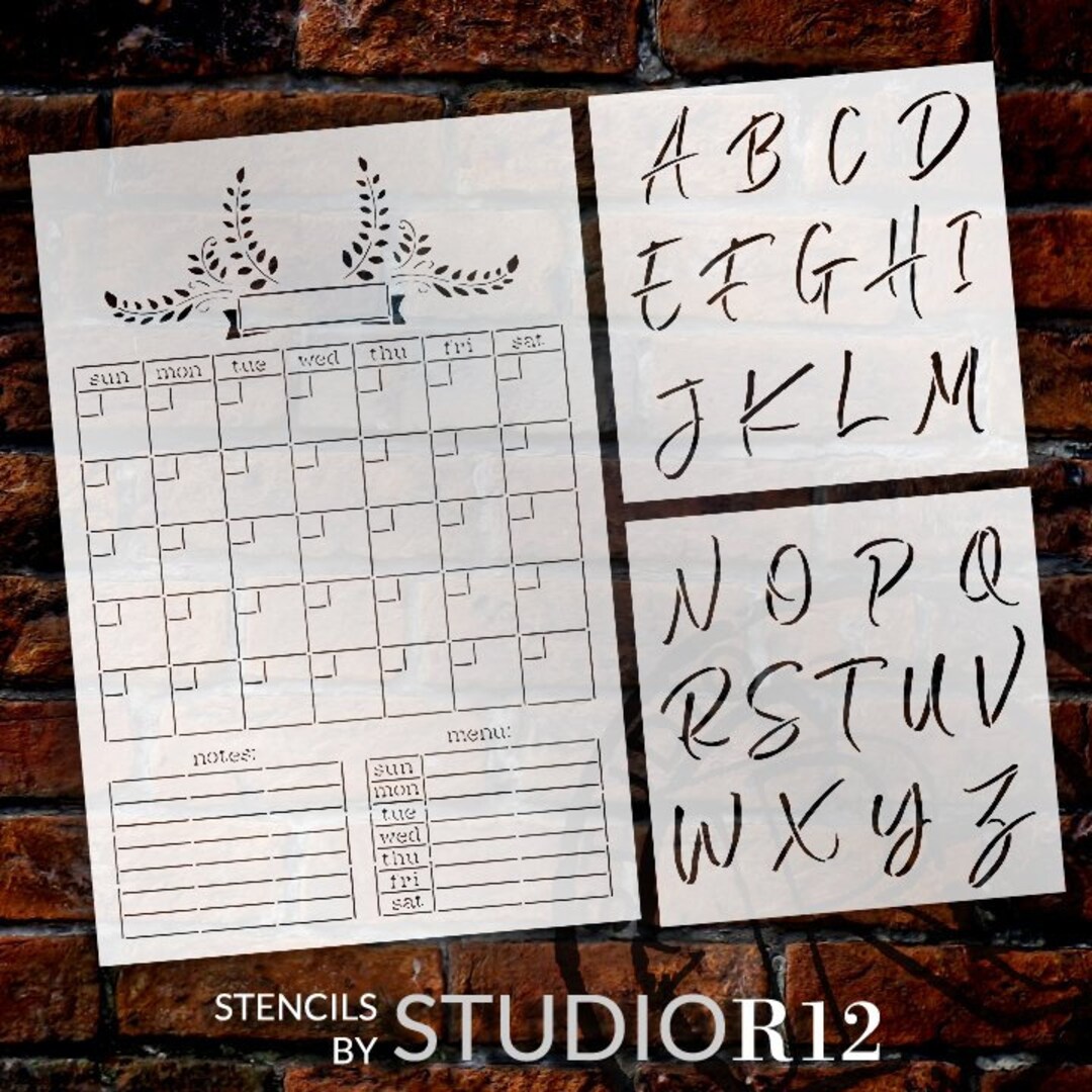 Farmhouse Chalkboard Calendar Monogram 3-part Stencil Set by Studior12 ...