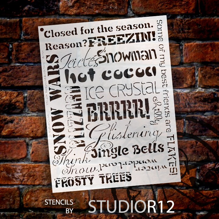 Background Words Stencil Winter 8 1/2 x 11 SKU: | Etsy