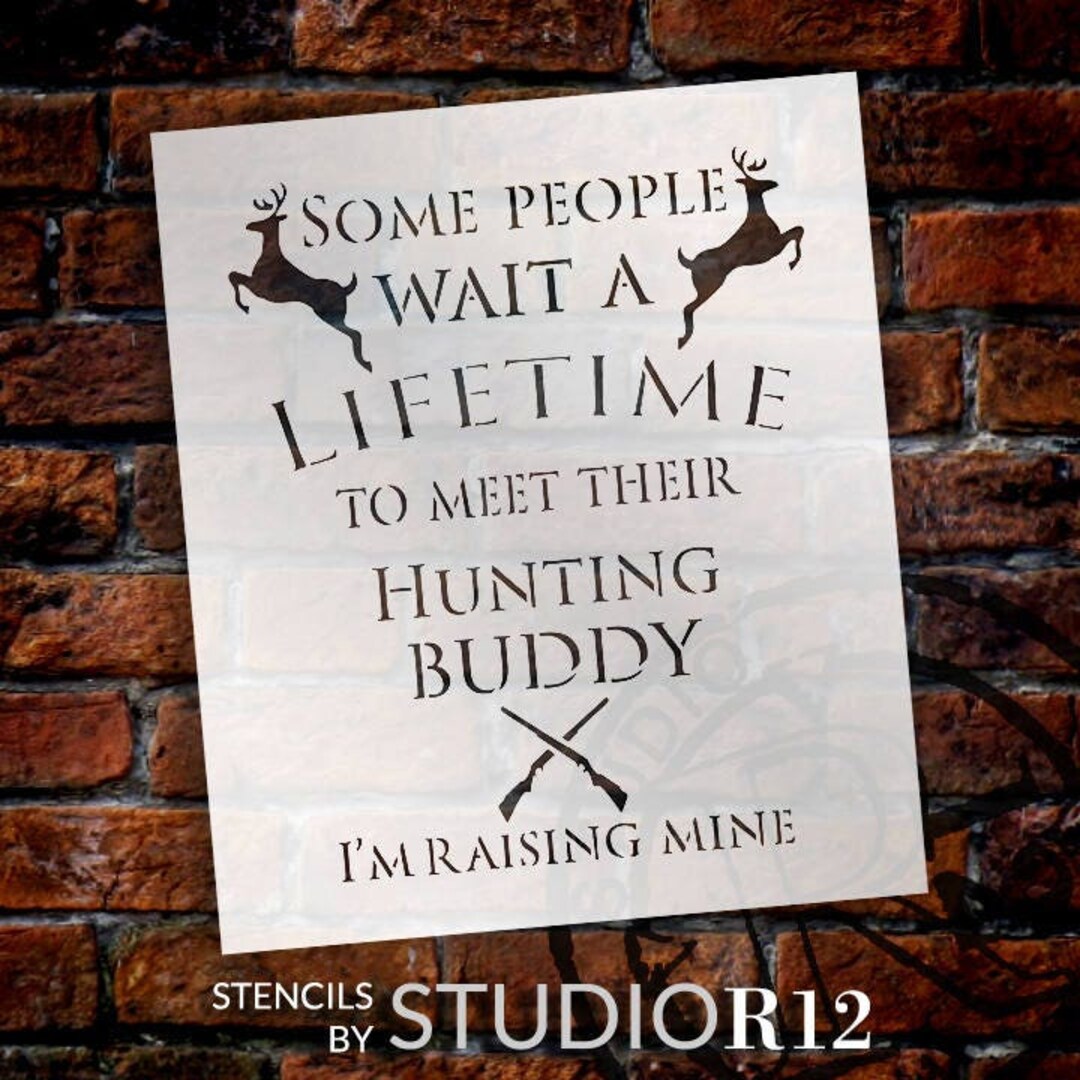 Hunting Buddy Deer & Rifles Word Art Stencil Select Size - Etsy
