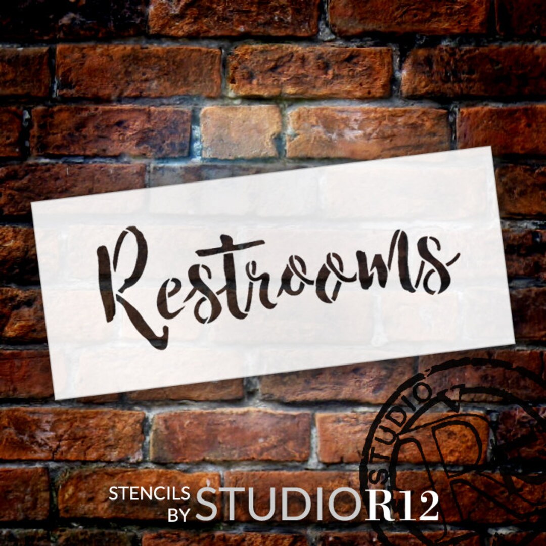 Wedding Sign Stencil Restrooms Rustic Script Select Size STCL1611 by ...